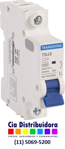 MINI DISJUNTOR TDJ3-1C20 MONOPOLAR 20A - TRAMONTINA | Cia Distribuidora